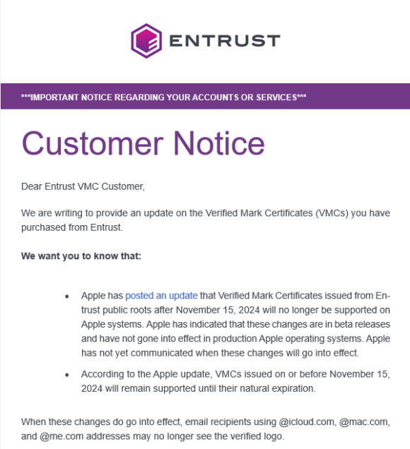 Stop using Entrust for your BIMI Certificates | Word to the Wise